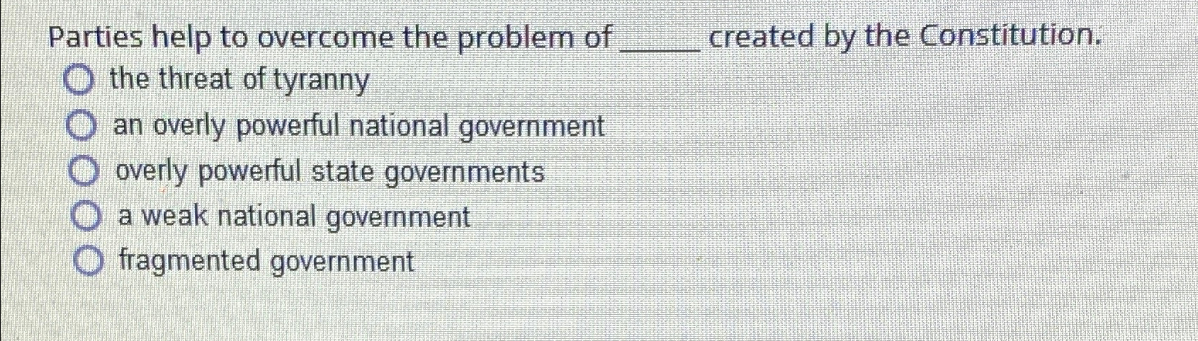 Solved Parties help to overcome the problem of q, ﻿created | Chegg.com