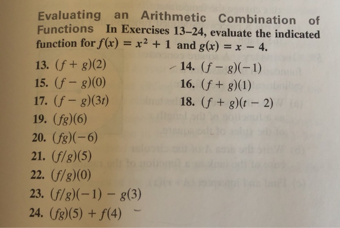 Solved 16. (f + g)(1) Evaluating an Arithmetic Combination | Chegg.com