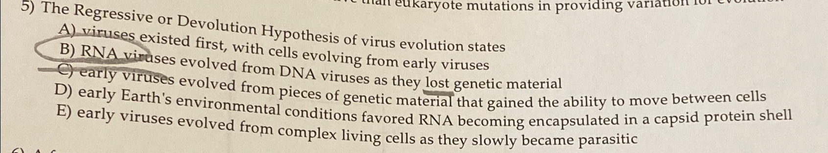 Solved The Regressive or Devolution Hypothesis of virus | Chegg.com