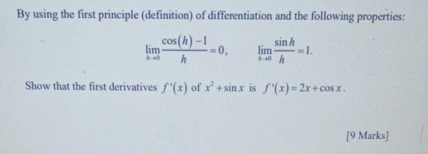 Solved By using the first principle (definition) of | Chegg.com