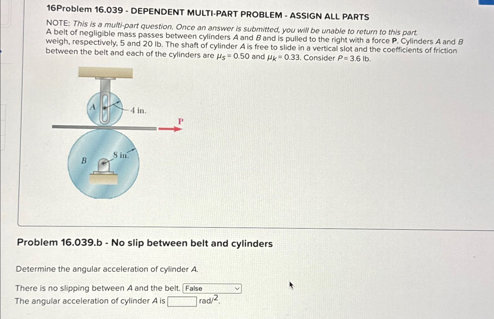 Solved 16Problem 16.039 - ﻿DEPENDENT MULTI-PART PROBLEM - | Chegg.com