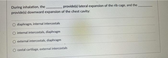 [Solved]: just answer During inhalation, the provide(s) late