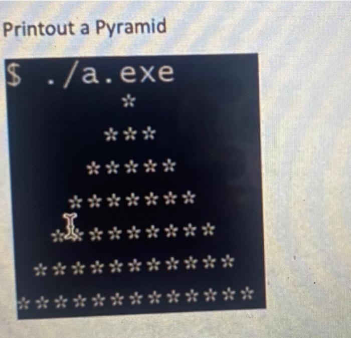 Solved Printout a Pyramid $ ./a.exe ******* ****** | Chegg.com