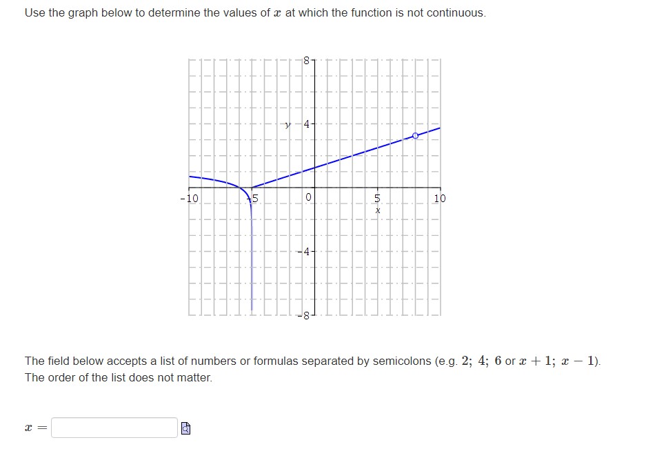 Solved Use the graph below to determine the values of x ﻿at | Chegg.com