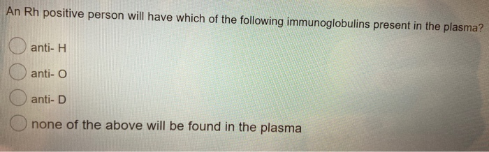 Solved An Rh positive person will have which of the | Chegg.com
