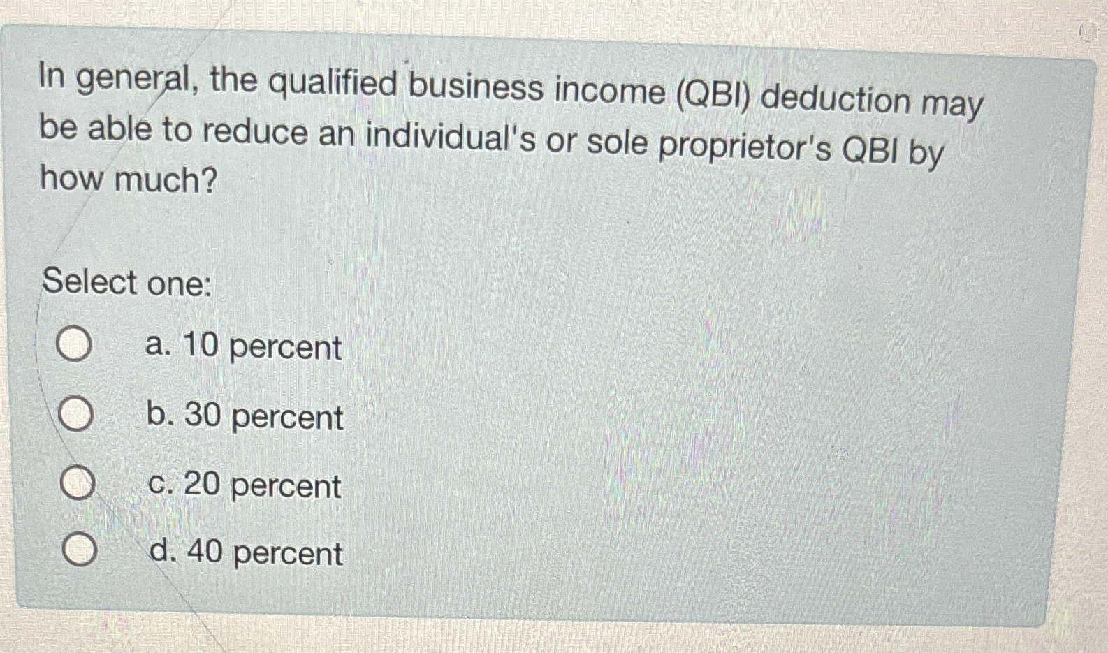 Solved In general, the qualified business income (QBI) | Chegg.com
