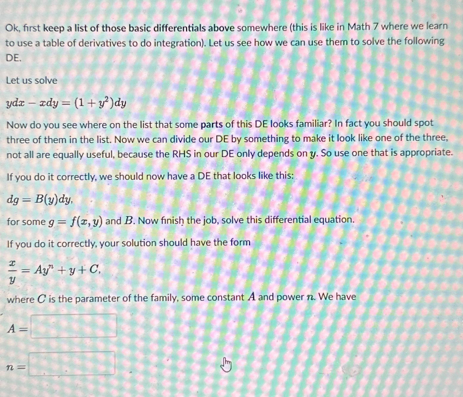Solved Ok, first keep a list of those basic differentials | Chegg.com