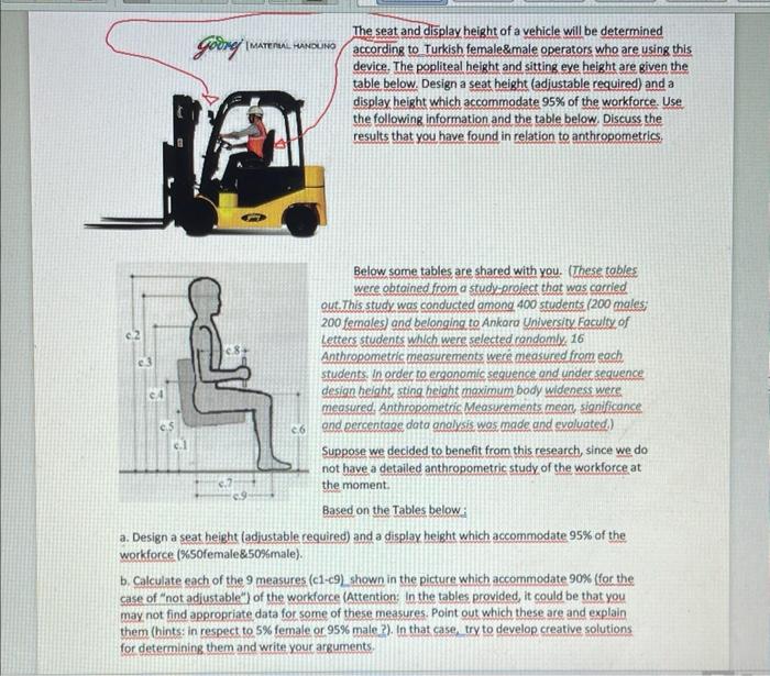 The seat and display height of a vehicle will be | Chegg.com
