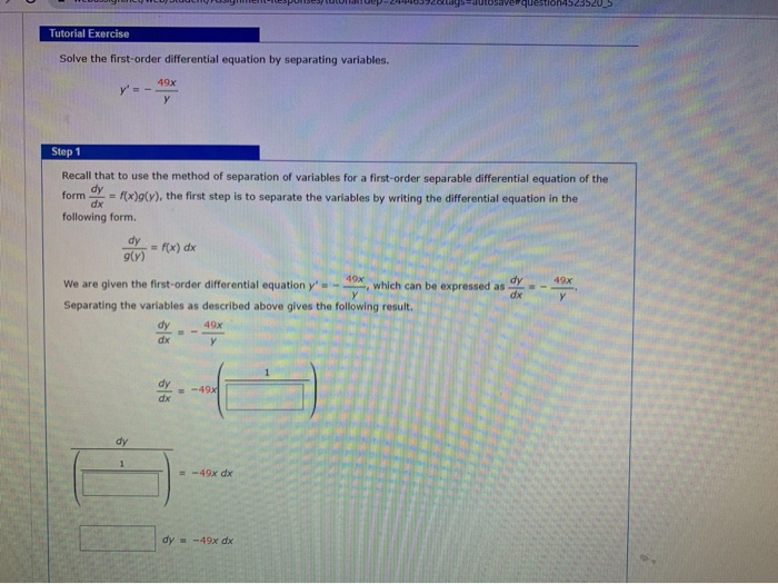 Solved Tutorial Exercise Solve the first-order differential | Chegg.com