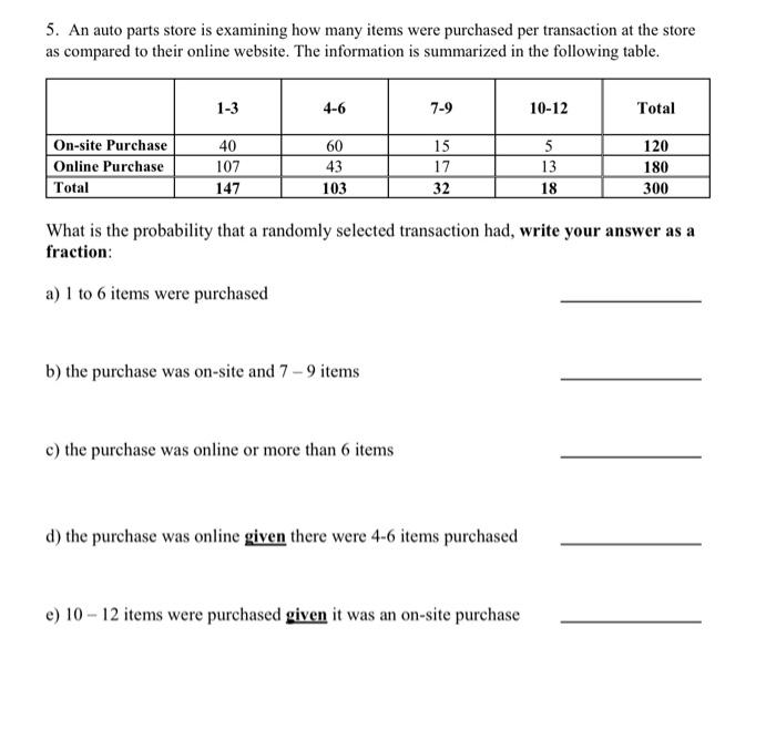 Solved 5. An auto parts store is examining how many items | Chegg.com