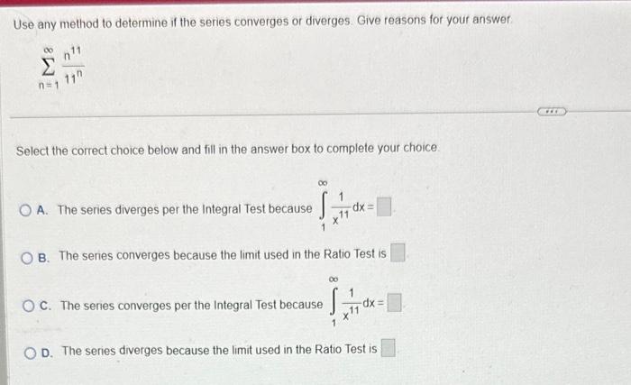 Solved Use any method to determine if the series converges | Chegg.com