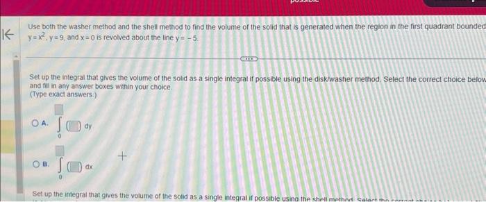 Solved Use both the washer method and the shell method to | Chegg.com