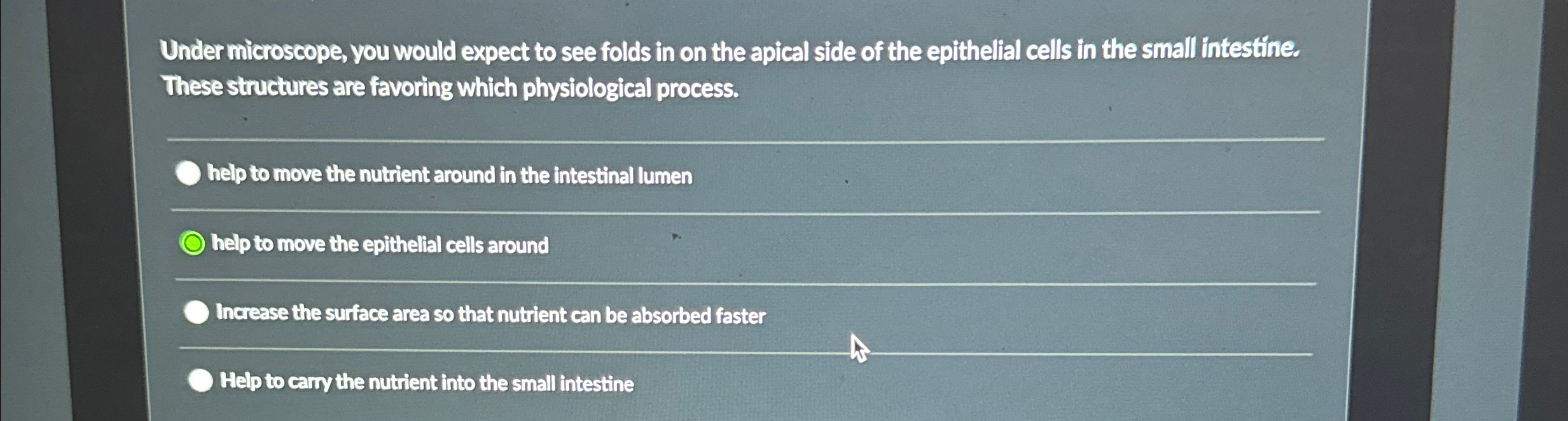Solved Under microscope, you would expect to see folds in on | Chegg.com