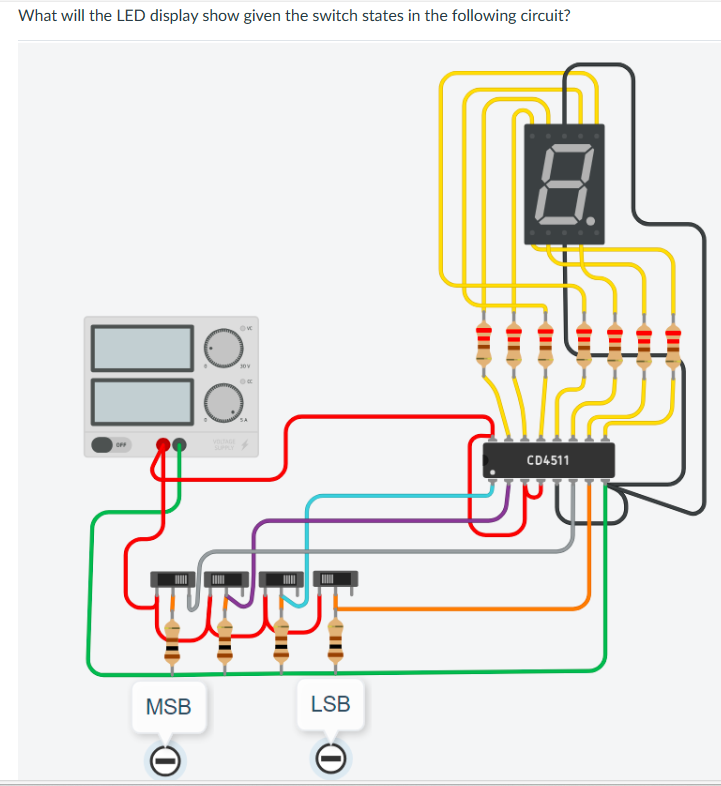 Solved What will the LED display show given the switch | Chegg.com