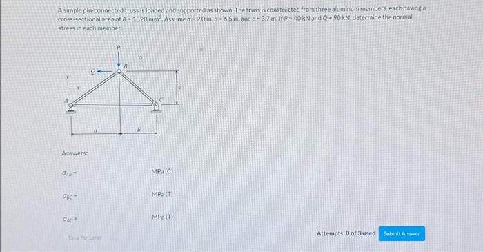 Solved A simple pin-connected truss ss oaded and supported | Chegg.com Solved A simple pin-connected truss ss oaded and supported | Chegg.com