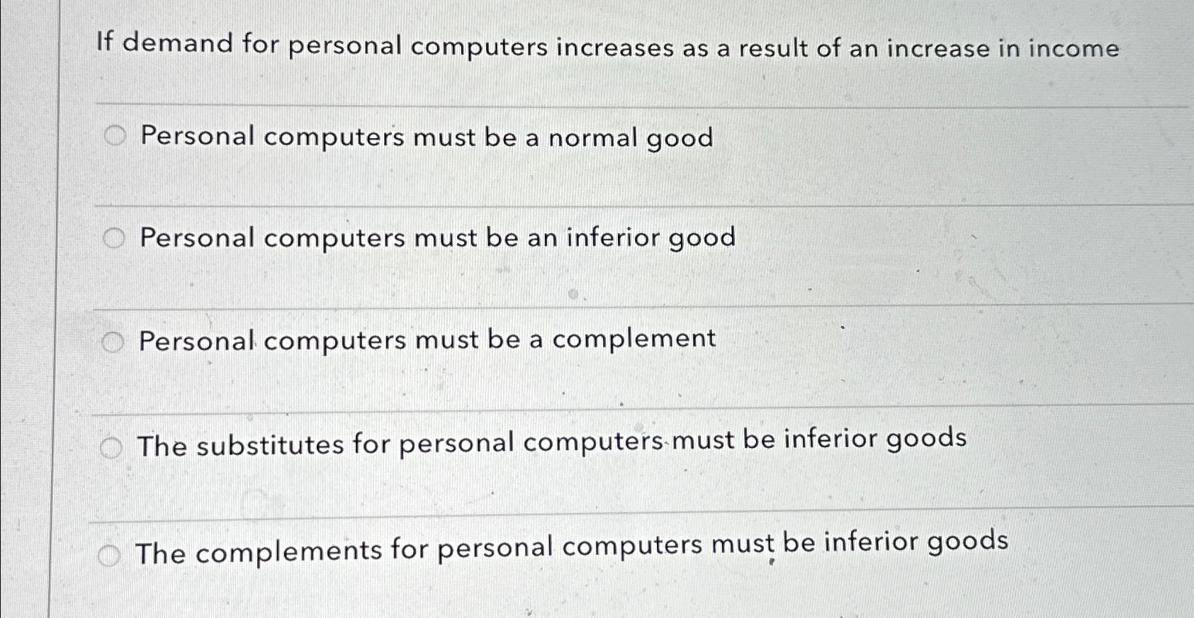 Solved If demand for personal computers increases as a | Chegg.com