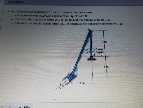 Solved Question 1 . At the given instant, member AB has the | Chegg.com