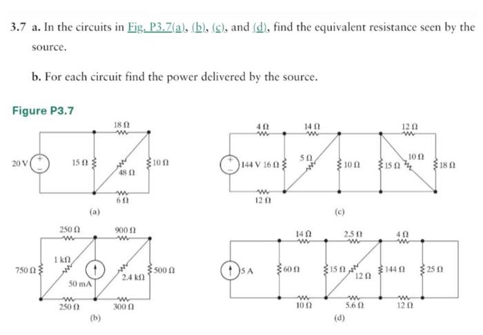 3.7 a. In the circuits in Fig, P3.7(a), (b) , ( c), | Chegg.com