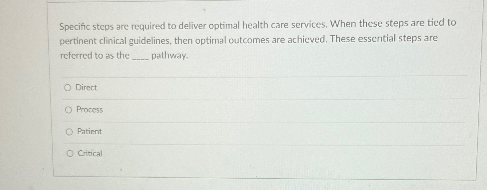 Solved Specific steps are required to deliver optimal health | Chegg.com