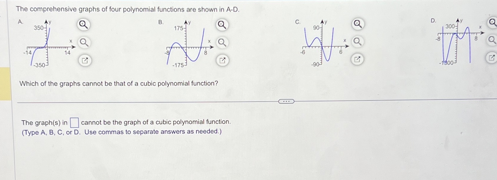 Solved The comprehensive graphs of four polynomial functions | Chegg.com