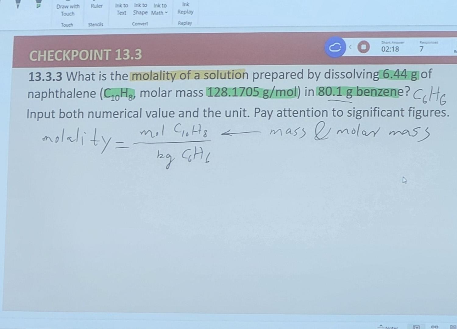 Solved 13.3.3 What is the molality of a solution prepared by | Chegg.com