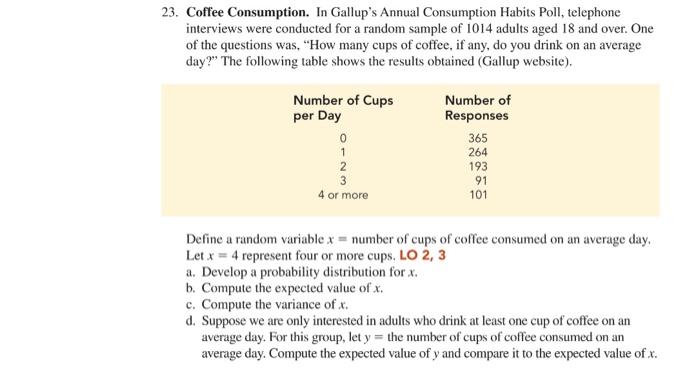 Solved 3. Coffee Consumption. In Gallup's Annual Consumption | Chegg.com