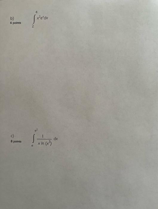 Solved 2) Evaluate the following definite integrals (exoct | Chegg.com