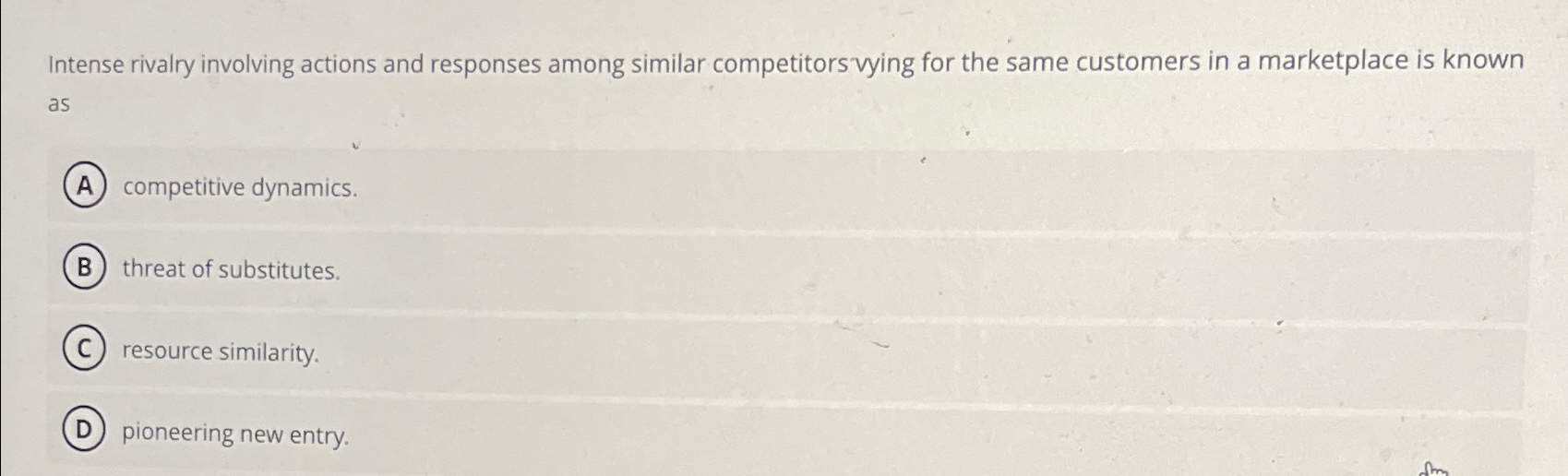 Solved Intense rivalry involving actions and responses among | Chegg.com