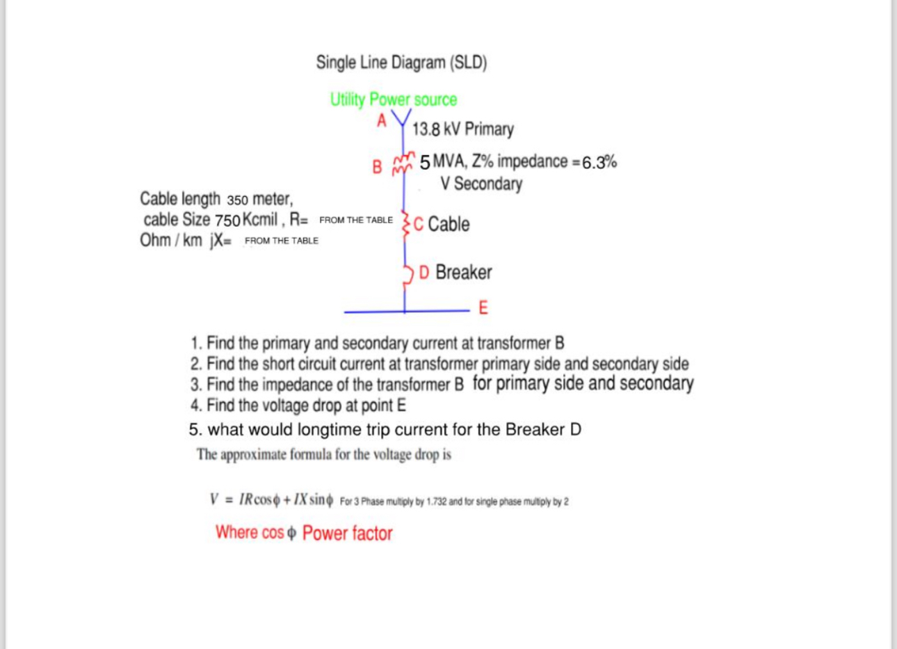 Solved Single Line Diagram (SLD)Find the primary and | Chegg.com