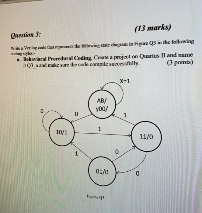 Question 3: (13 marks) Write a Verilog code that | Chegg.com