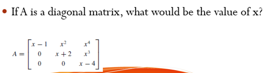 Solved If A ﻿is a diagonal matrix, what would be the value | Chegg.com