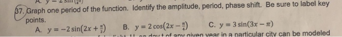 Solved 67 points 37. Graph one period of the function. | Chegg.com