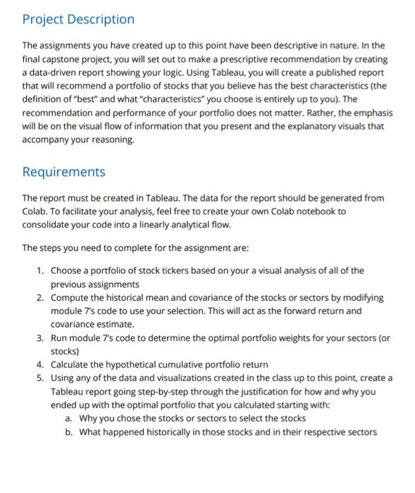 Solved Project Description The assignments you have created | Chegg.com