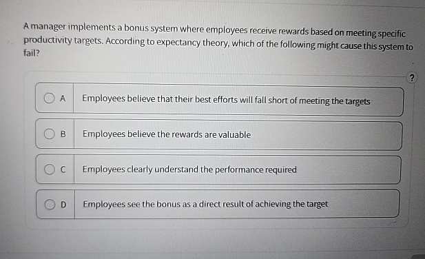 Solved A manager implements a bonus system where employees | Chegg.com