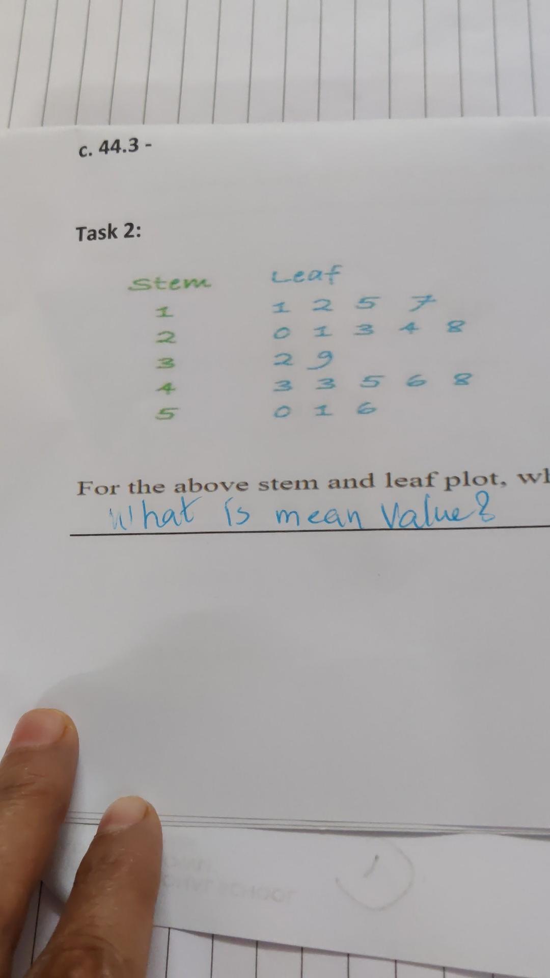 Solved Task 2: Stem 2345 Leaf 1 0 25 1 348 29 3 568 For | Chegg.com