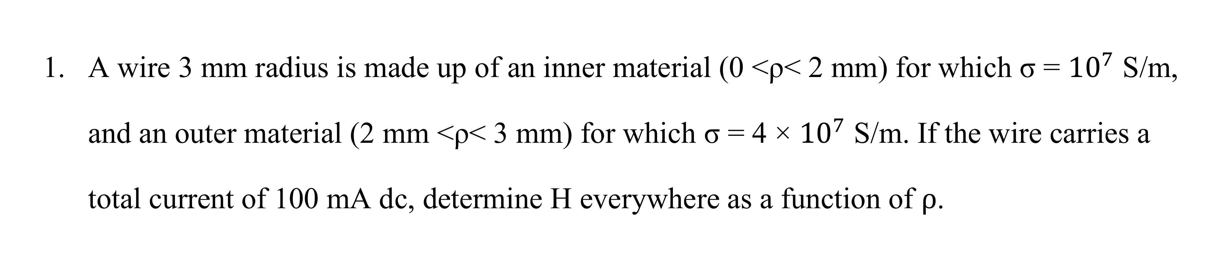 Solved A wire 3mm ﻿radius is made up of an inner material | Chegg.com