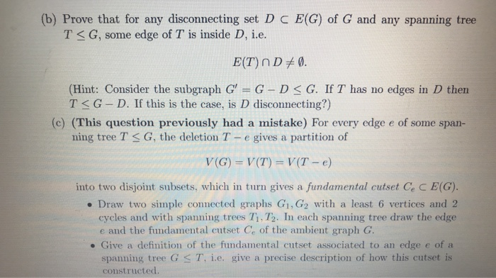 Solved 3. Let G be an unweighted connected graph.. (a) Show | Chegg.com