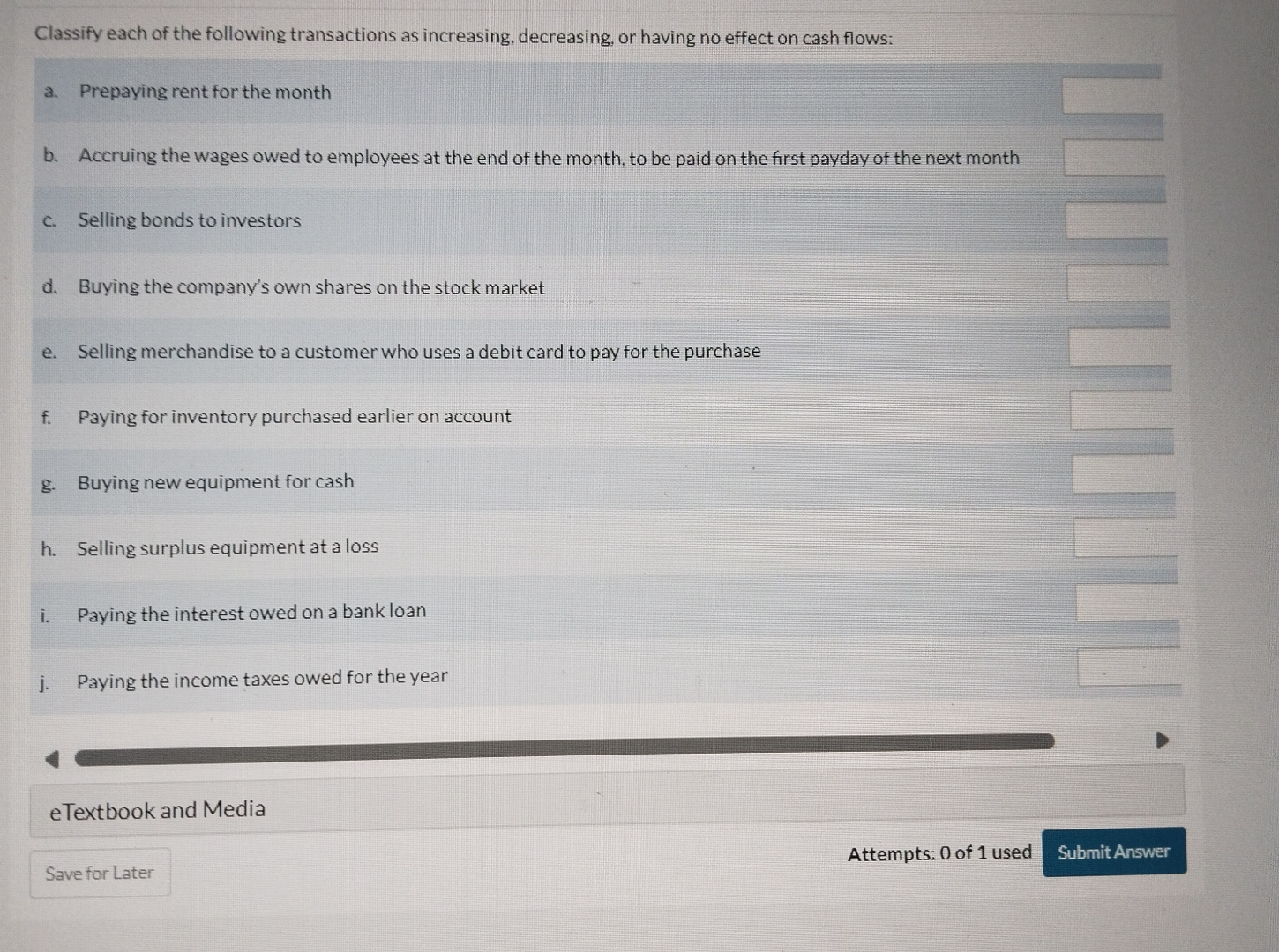 Solved Classify each of the following transactions as | Chegg.com