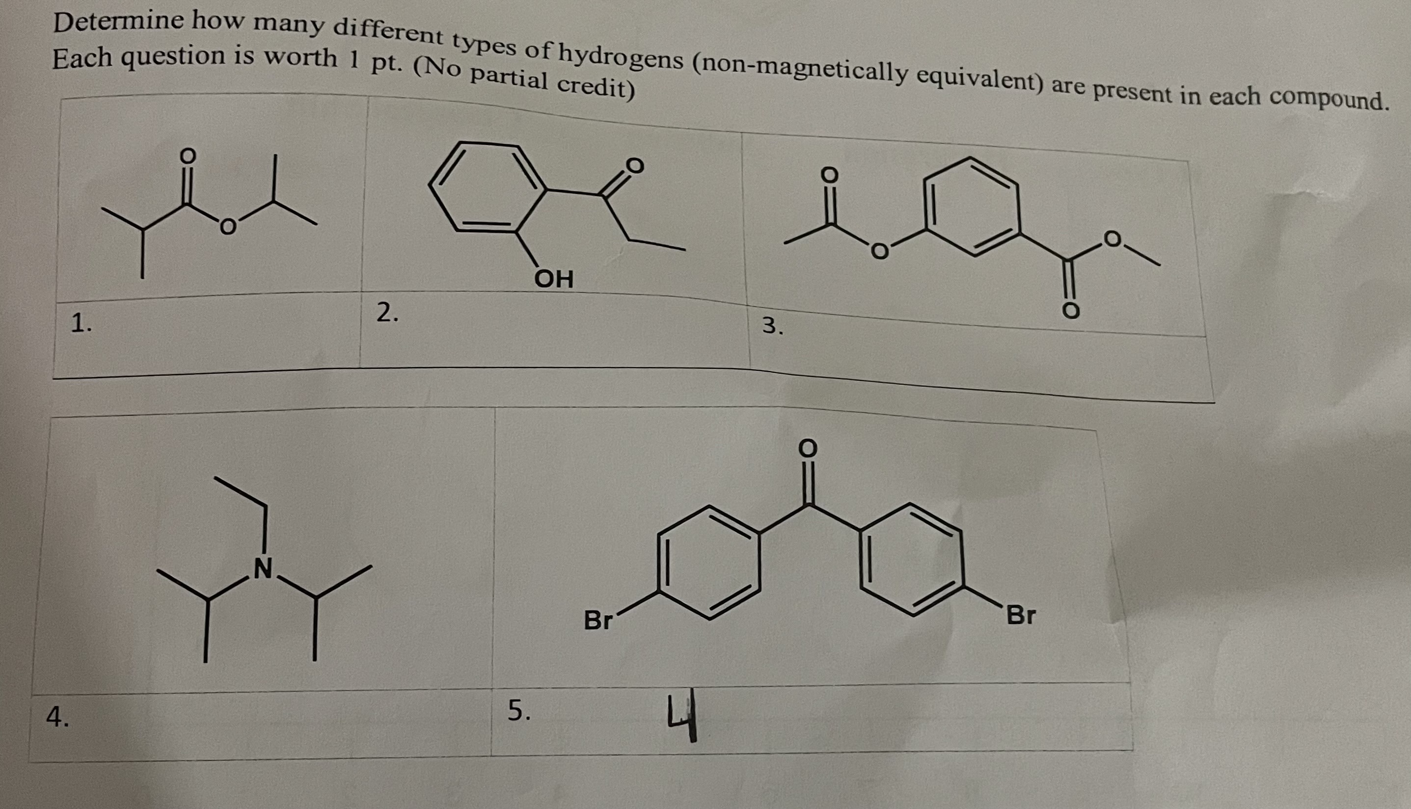 Solved Determine how many different types of hydrogens | Chegg.com