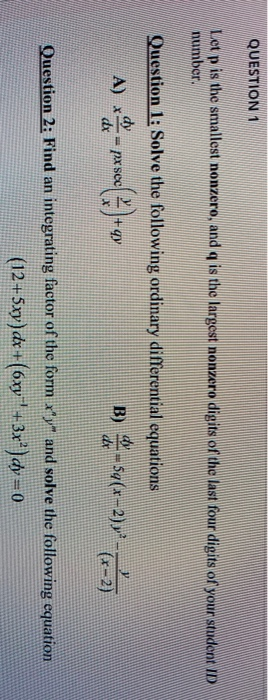 Solved QUESTION 1 Let p is the smallest nonzero, and q is | Chegg.com