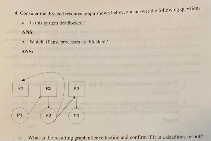 Solved 4. Consider the directed resource graph shown below, | Chegg.com