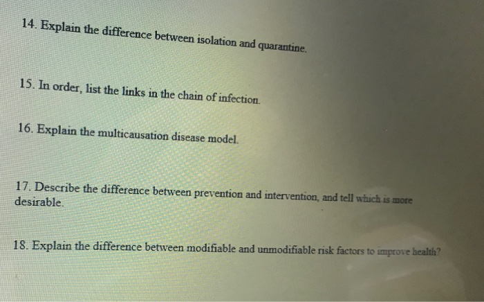 Solved 14. Explain the difference between isolation and | Chegg.com