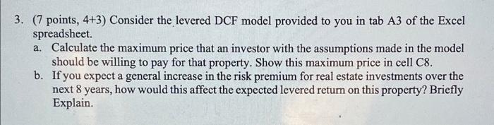 Solved 3. (7 points, 4+3) Consider the levered DCF model | Chegg.com