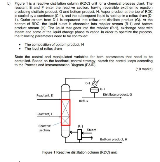 Solved b) Figure 1 is a reactive distillation column (RDC) | Chegg.com