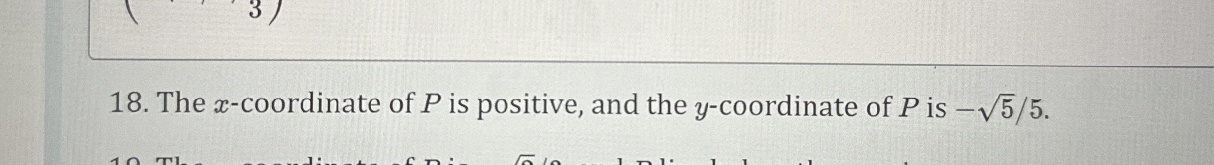 Solved The x-coordinate of P ﻿is positive, and the | Chegg.com