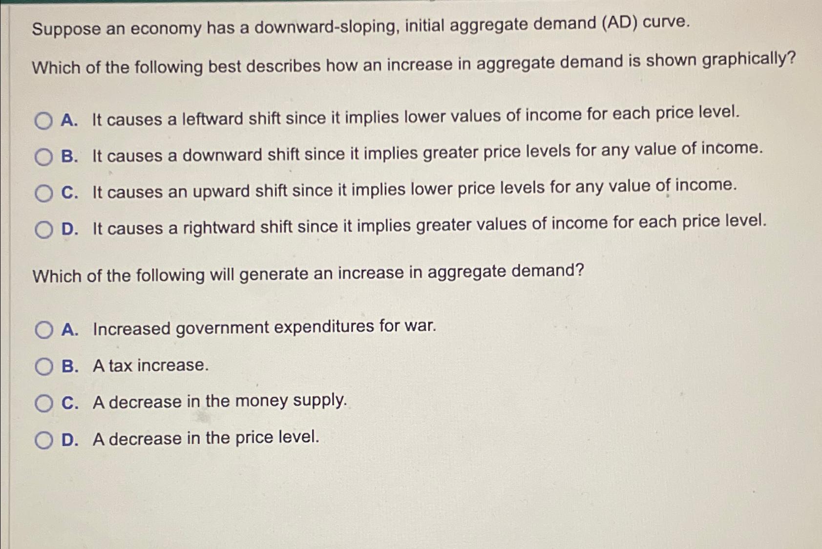 Solved Suppose an economy has a downward-sloping, initial | Chegg.com