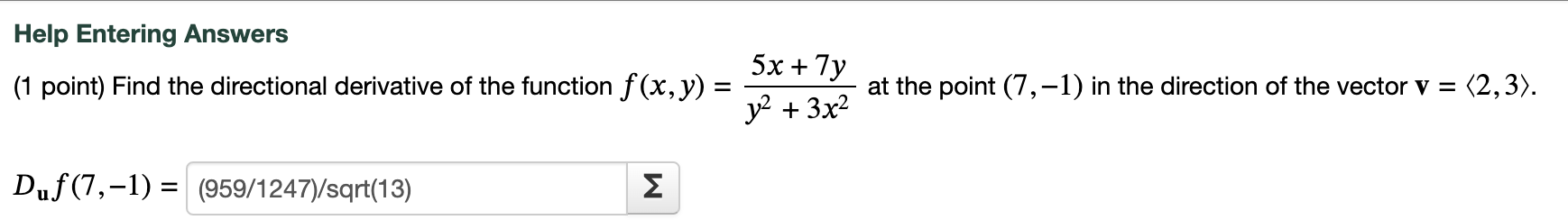 Solved Help Entering Answers(1 ﻿point) ﻿Find the directional | Chegg.com
