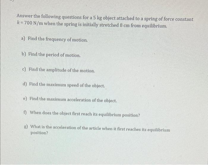 Solved Answer the following questions for a 5 kg object | Chegg.com