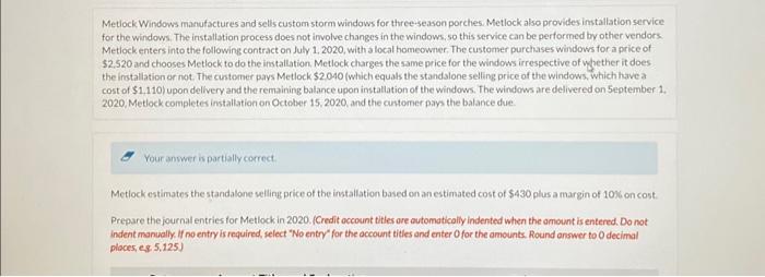 Solved Metlock Windows manufactures and sells custom storm | Chegg.com