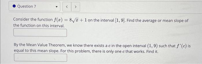 Solved Consider the function f(x)=8x+1 on the interval | Chegg.com